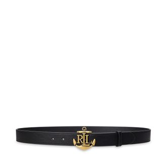 Lauren Ralph Lauren Damengürtel LAUREN RALPH LAUREN Anchor-Logo Skinny Leather Belt 412957004001 Schwarz
