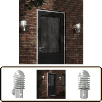 vidaXL Au&szlig;enwandleuchte mit Bewegungsmelder Silbern Edelstahl - Outdoor-Beleuchtung - Wandleuchte - Edelstahl - Bewegungsmelder - LED-Leuchte