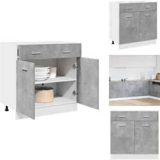 vidaXL Schubunterschrank Betongrau 80x46x81,5 cm Holzwerkstoff - K&uuml;chenschrank - K&uuml;chenschr&auml;nke - K&uuml;chenm&ouml;bel - Lagerschrank