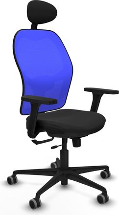 Piqueras y Crespo Ergonomischer Stuhl mit 3D-Armen, h&ouml;henverstellbarer Lendenwirbelst&uuml;tze und festem Kopfteil, ausgestattet mit Syncro/Traslack und injiziertem Schaumst