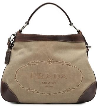 Prada Hobo Bags - Canvas Canapa Logo Hobo - Gr. unisize - in Braun - f&uuml;r Damen