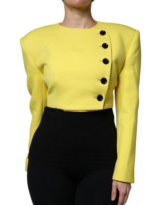 Dolce & Gabbana Womens Lemon Yellow Wool Long Sleeves Cropped Coat Jacket Virgin Clothing