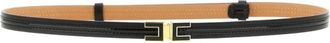 Elisabetta Franchi Ceinture Lucide avec Boucle Logo Dor&eacute;e - Femme - Accessoires - Noir - Taille: 3XS