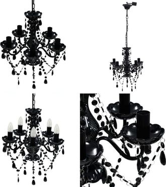 vidaXL Vidaxl - Lustre avec 5 ampoules Crystal noir - lustre - lustre - Home & Living - Noir