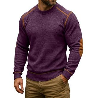 Generico Sweat-shirt pour homme sans capuche, pull de travail pour homme avec col rond, pulls unis, cool sweatshirts &eacute;l&eacute;gants et ajust&eacute;s, violet, 5X-Large