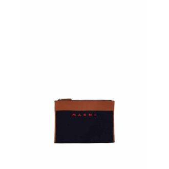 Marni Femme, Sacs, Bleu, Taille: ONE Size Pochette Logo Jacquard