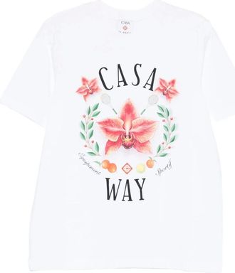 Casablanca Homme, Tops, Blanc, Taille: 2XL Casa Way Orchid Logo Short Sleeve T-Shirt