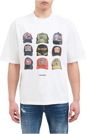 Dsquared2 Homme, Tops, Blanc, Taille: XS T-Shirt Iconique Loose Fit