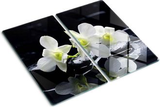 Tulup Tulup - Planche de cuisine, couvre plaque, verre planche d&eacute;couper, verre tremp&eacute; - 2 x 30 x 52 cm - Orchid&eacute;e
