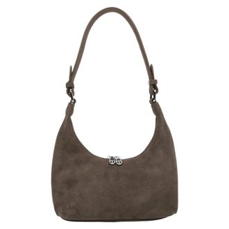 Estro & Luminara Femme, Sacs, Brun, Taille: ONE Size Genuine Velour Half-Moon Shoulder Bag
