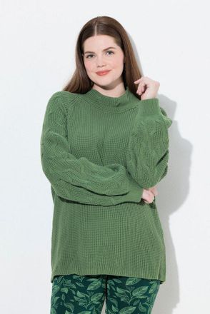 Ulla Popken Strickpullover Pullover Zopfmuster Stehkragen Langarm