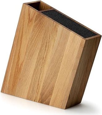 Continenta Bloc couteaux de biais avec r&eacute;servoir dustensiles en ch&ecirc;ne avec fibre 31 x 8 x 24,5 cm