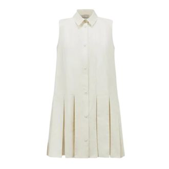 Moncler Wei&szlig;e Hemdblusenkleid mit Seidenpaneelen - - Dresses - Damen - Wei&szlig; - 2XS