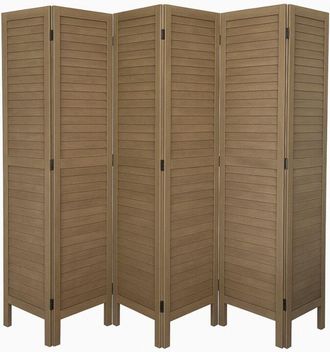 PEGANE Paravent persienne de 5 pans en bois, coloris brun - Dim : H170 x L200cm