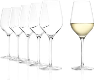 Stölzle Universal Weingläser Exquisit Royal 6er-Set 420 ml - Edle Weißweingläser aus Kristallglas ideal auch für leichte Rotweine & Roséweine - Spülmaschinen-