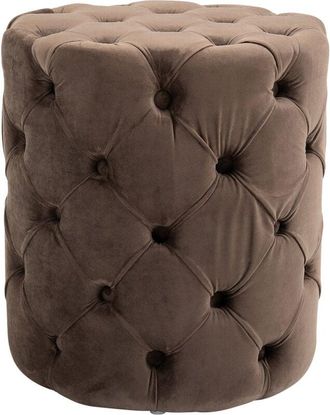 Clp Pouf élégant en velours matelassé avec Ø 42 cm siège diverses couleurs colore : MARRON