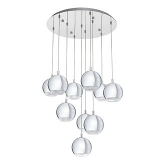 Eglo Pendelleuchte Conessa, 10 flammige H&auml;ngelampe, H&auml;ngeleuchte aus Metall und Kunststoff, Esstischlampe in Chrom, Klar, Wohnzimmerlampe h&auml;ngend mit GU10 