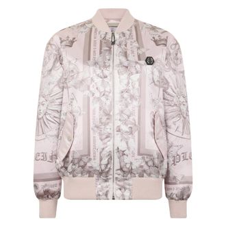 Philipp Plein Oversized Satin Bomber Butterfly Tattoo - - Jackets - Damen - Rosa - XS