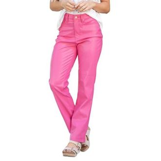 Generic Femme Pantalons Simili Cuir Pantalon Droit Taille Haute en Cuir PU Pantalon de Loisirs Y2k R&eacute;tro Pantalon Chic &eacute;Lastique Leggings Pantalon en Cuir Noi