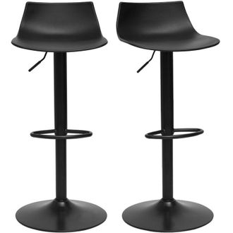 Miliboo Tabourets de bar r&eacute;glables design noirs (lot de 2) KELLY