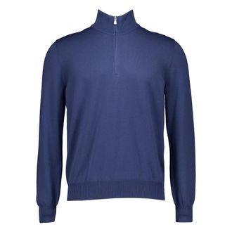 Gran Sasso Mock Zip Strickware - - Knitwear - Herren - Blau - L