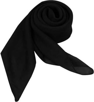 Generic Foulard carr&eacute; en mousseline de soie de couleur unie polyvalente Noir, Noir, S