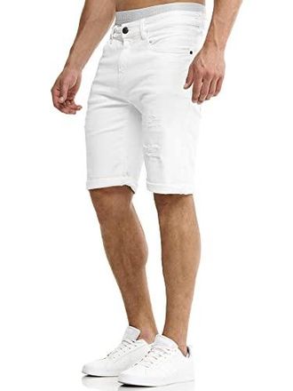 Indicode Caden Shorts en Jean, pour hommes, avec 5 poches, 98 % coton, pantalons courts au look usé, délavé et destroyed, coupe droite, idéals pour les loisirs