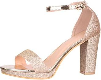 Elara Escarpins Femmes Hauts Talons Strass Chunkyrayan OK-29 Gold-40