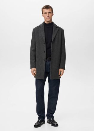 Mango Manteau l&eacute;ger laine recycl&eacute;e gris chin&eacute; fonc&eacute; - Homme - XS - MANGO MAN