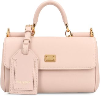 Dolce & Gabbana Womens Handbag My Sicily Black Pink Calf Handbags Hand Bags