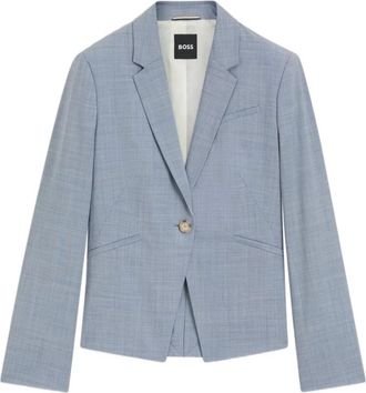 HUGO BOSS Femme, Vestes, Gris, Taille: 40 FR Blazer &agrave; simple boutonnage et col tailleur
