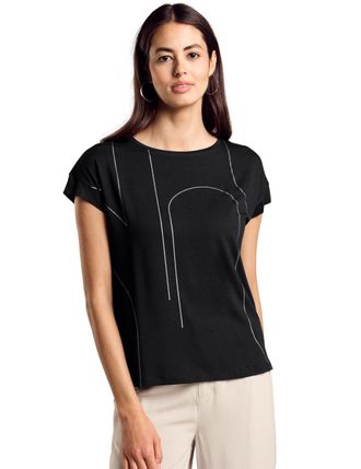 Street One Damen A321808 Leichtes T-Shirt, Schwarz,38