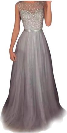 Generic Robe Soiree Femme Chic Robe Cocktail Robe Sexy sans Manches en Résille À Paillettes pour Femme Parfaite pour Les Cocktails Et Les Soiréesrobe de Soiré