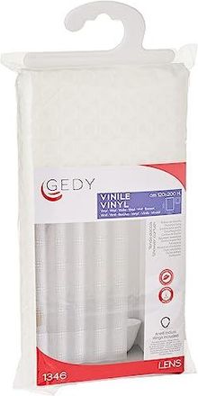 Gedy | Objektiv Duschvorhang aus Peva, weißes Finish, Maße: 200 x 120 x 0,1 cm und Gewicht 0,225 kg