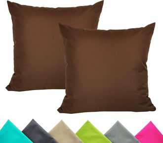 JACK 2er Set 40x40cm Outdoor Kissenhülle Kissenbezug Wasserfest Sitzkissen Lounge Kissen Garten Stuhl Lotus Effekt, Farbe:Braun