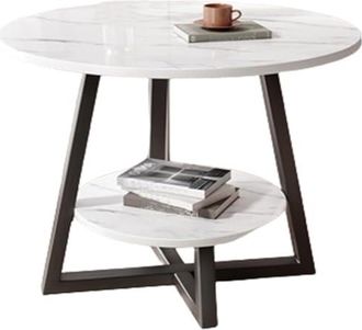 Generic Table Basse Ronde Moderne avec Structure m&eacute;tallique crois&eacute;e et Plateau en Panneau de Fibres de densit&eacute; Moyenne, Montage Facile, Centre Simple avec &eacute;ta