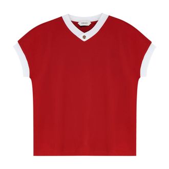 Versace Femme, Tops, Rouge, Taille: 38 FR T-shirt col en V