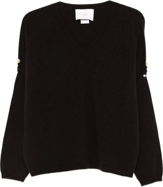 VANISÉ pull à ornements de perles - Marron