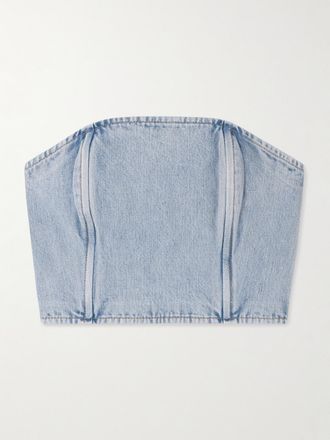 Wardrobe.NYC Tr&auml;gerloses Oberteil Aus Denim - Blau