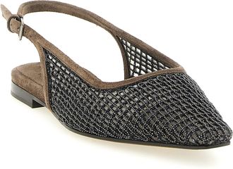 Brunello Cucinelli Precious Net Embroidery Flat - brown