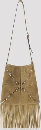 Valentino Garavani Hobo Bags - Suede Leather Shoulder Bag With Fringe - Gr. unisize - in Braun - f&uuml;r Damen