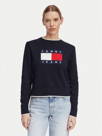 Tommy Jeans Pullover Intarsia Flag Badge DW0DW22316 Dunkelblau Relaxed Fit