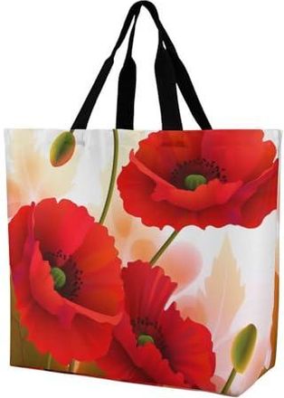 Generic Coquelicots Aux P&eacute;tales &Eacute;clatants Sac A Main Femmes Grand Sacs De Courses Imperm&eacute;able Sac Fourre-Tout Pour Voyage Plage Quotidienne