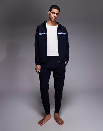 Boss Orange by Hugo Boss BOSS Bodywear - Authentic - Lounge-Jogginghose in Marineblau mit Streifen und Logo