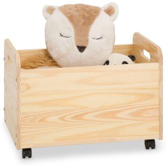 IDIMEX Coffre &agrave; jouets benjamin sur roulettes, en pin massif - Coloris naturel