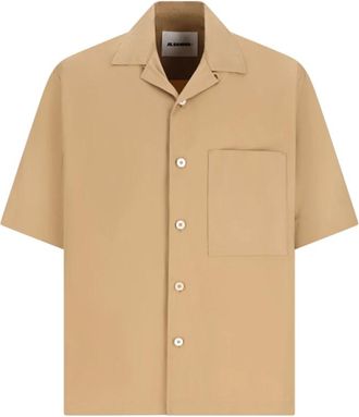 Jil Sander Homme, Chemises, Beige, Taille: L Chemise &agrave; poche plaqu&eacute;e en popeline de coton