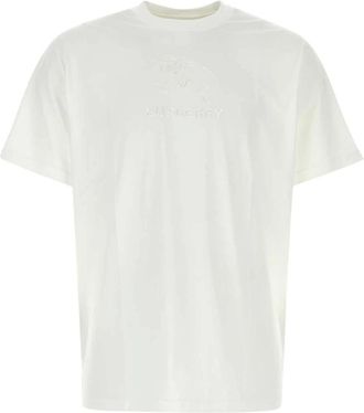 Burberry Homme, Tops, Blanc, Taille: L Cotton Crew-Neck T-Shirt