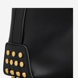 Tod's Womens Mini Leather Bag Metal Dots Black Calfskin Shoulder