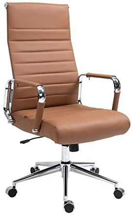 Clp Chaise de Bureau Ergonomique Kolumbus en Cuir véritable, réglable en Hauteur en continu, Charge maximale 150 kg, Couleur:Brun Clair
