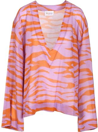 The Attico Femme, Blouses et Chemises, Multicolore, Taille: 38 FR Blouse &agrave; col en V et imprim&eacute; animalier